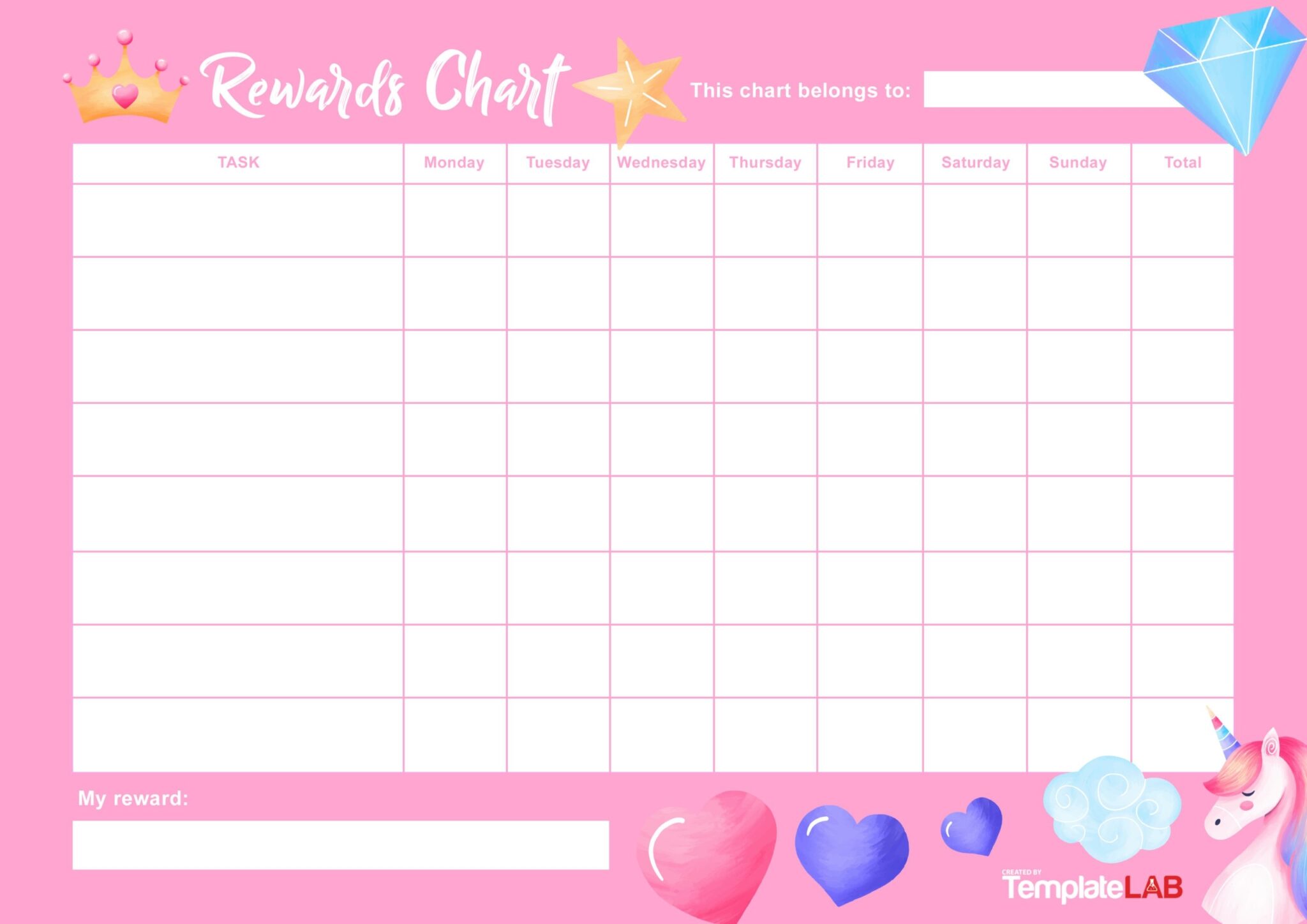 Free Printable Reward Chart Girl - Printable Chart Template