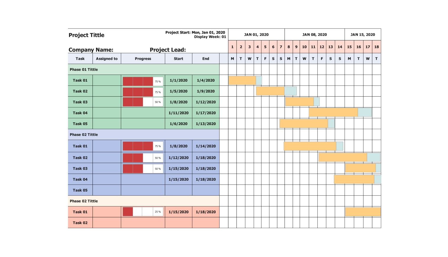 Gantt Chart Template For Project - Printable Chart Template