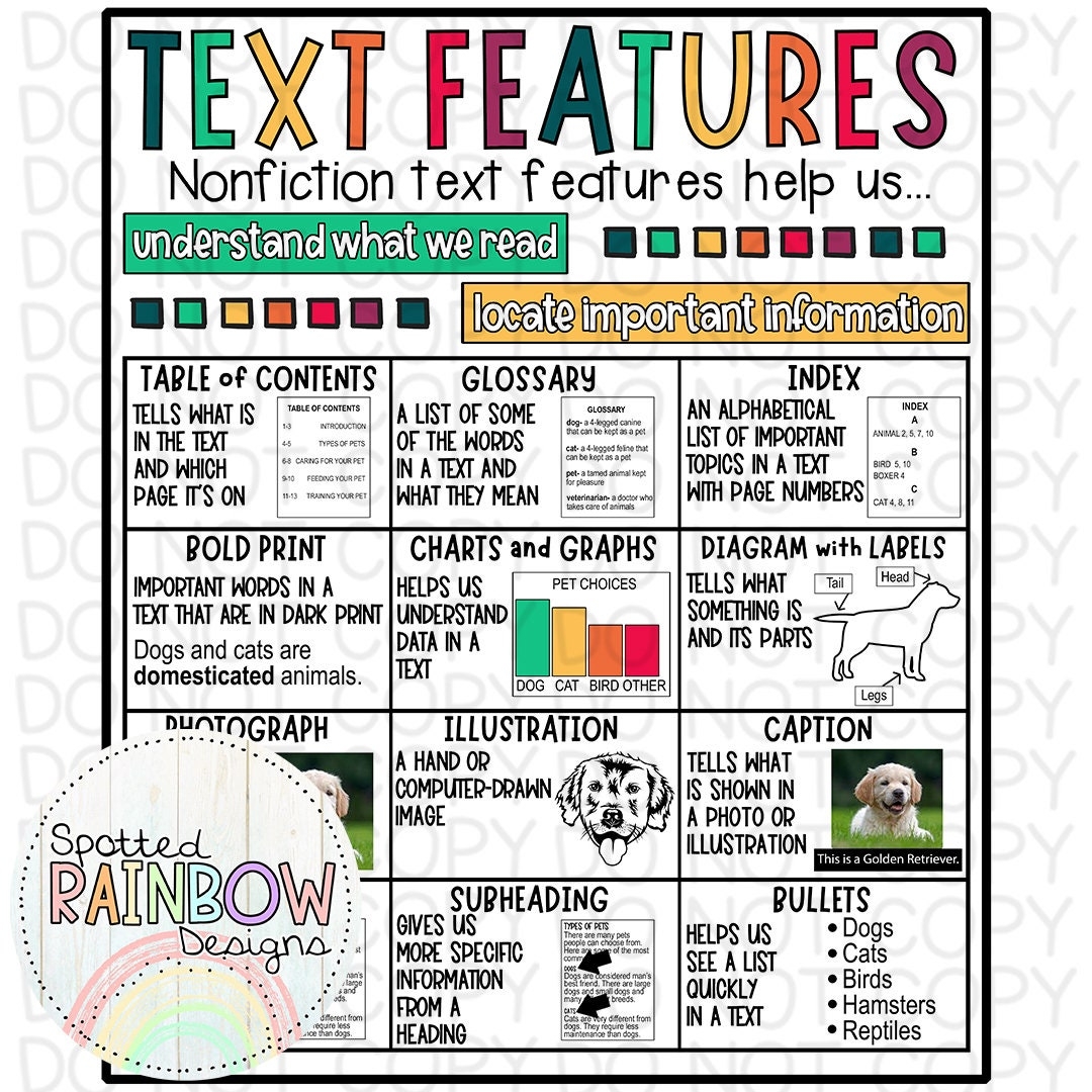 Text Features Chart Printable - Printable Chart Template