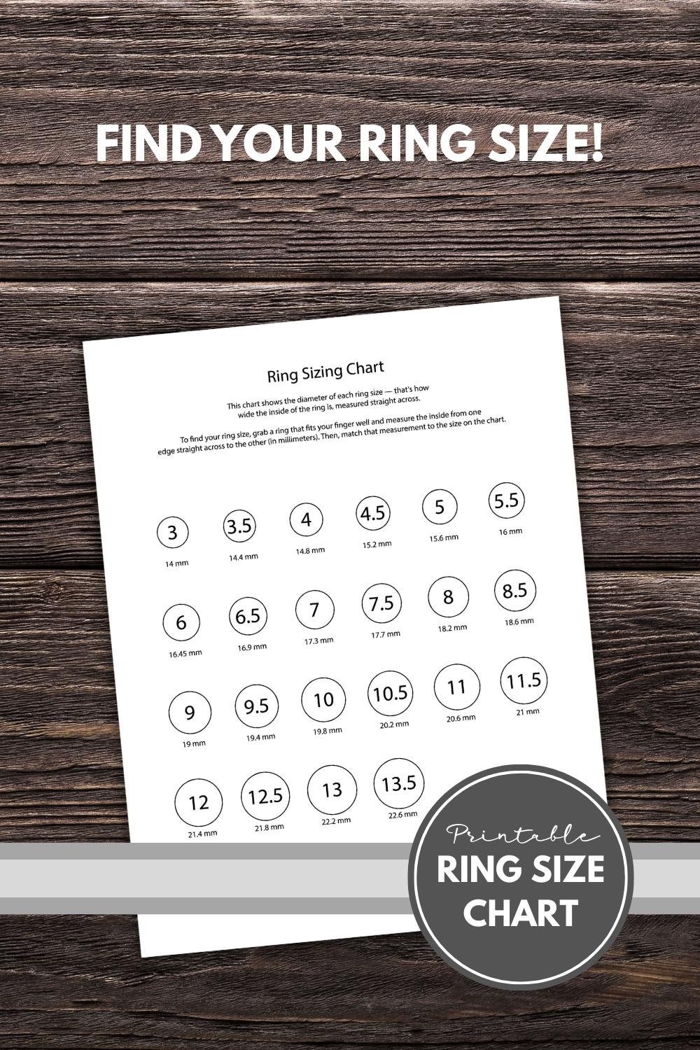 Etsy Printable Ring Size Chart - Printable Chart Template