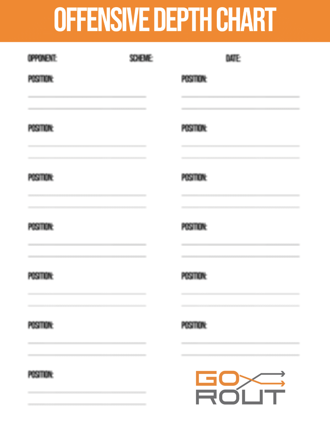 Printable Football Depth Chart Template - Printable Chart Template