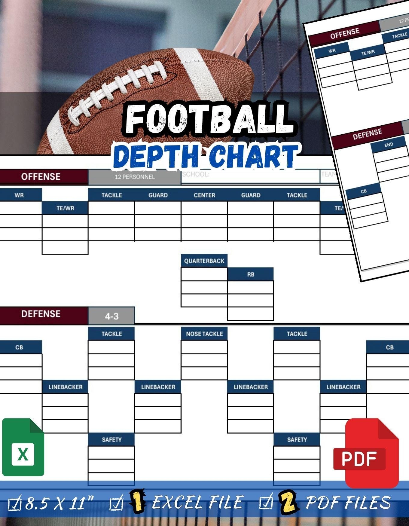 Printable Football Depth Chart Template - Printable Chart Template